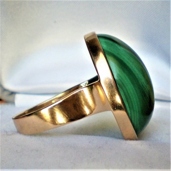 Jewelry | Vintage Large 14k Yellow Gold Bezel Set Malachite Cocktail Statement Ring 174 G | Poshmark